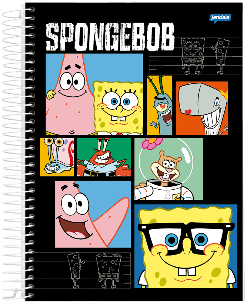CADERNO ESPIRAL 1/4 – BOB ESPONJA – Jandaia