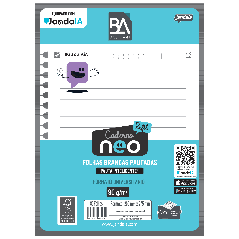REFIL UNIVERSITÁRIO NEO – BASIC ART – Cadernos Jandaia