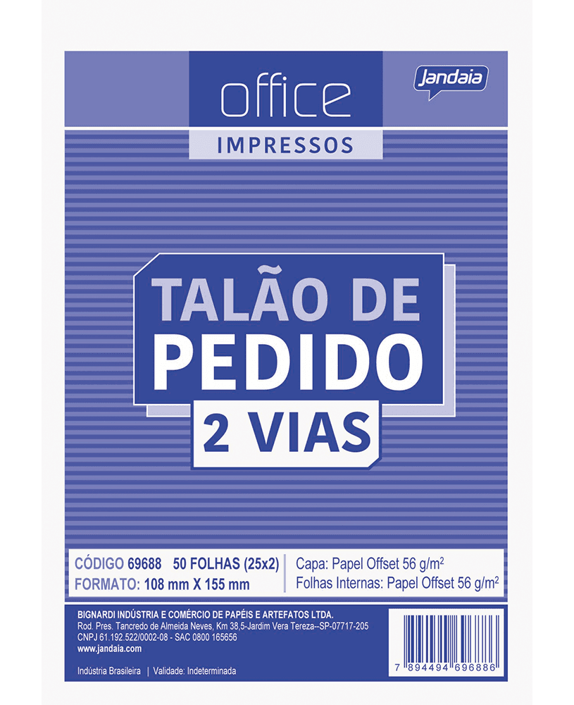 TALAO DE PEDIDO – OFFICE IMPRESSOS – Cadernos Jandaia